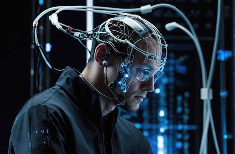 Man With Braincomputer Interface Conducting Research Premium Ai