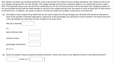 Solved How To Solve Using Excel And Solverjulia Johnson Has