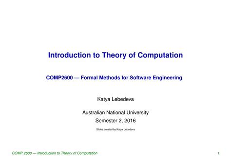 Pdf Introduction To Theory Of Computation Research School · Introduction To Theory Of