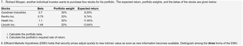 Solved I Calculate The Portfolio Beta Ii Calculate The