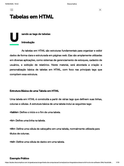 Tabelas Em Html Pdf