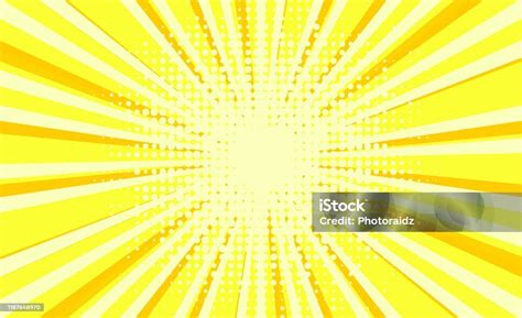 노란색 점과 밝은 태양 광선 배경입니다 하프 톤 도트 디자인과 추상배경 근육질 체격에 대한 스톡 벡터 아트 및 기타 이미지 근육질 체격 기하 도형 노랑 Istock
