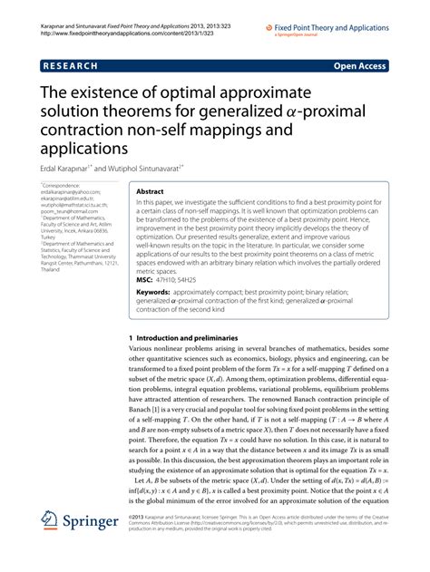 Pdf The Existence Of Optimal Approximate Solution Theorems For Generalized α Proximal