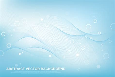 의학 과학 기술 화학에 대 한 과학적인 분자 배경 파도 흐름 벽지 또는 Dna 분자와 배너입니다 벡터 기하학적 동적 그림 0명에 대한 스톡 벡터 아트 및 기타 이미지