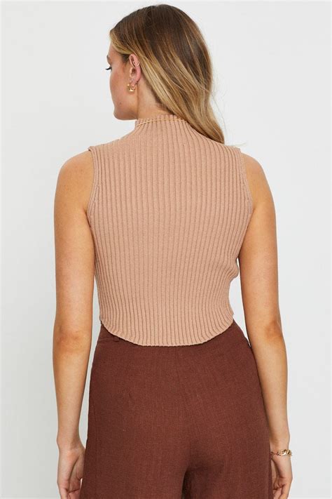 Womens Brown Knit Jumper Ally Fashion