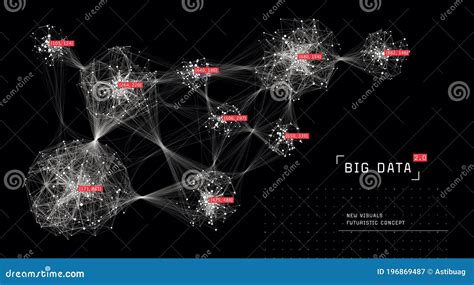 Big Data Concept Visualization Distributed Network Social Media Graph Stock Vector
