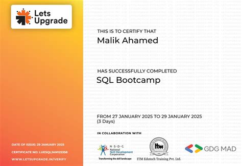 sql database bootcamp learning tech letsupgrade… malik ahamed