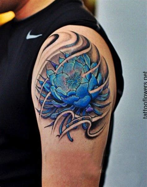 Animtest Tattoos For Guys Men Flower Tattoo Blue Flower Tattoos