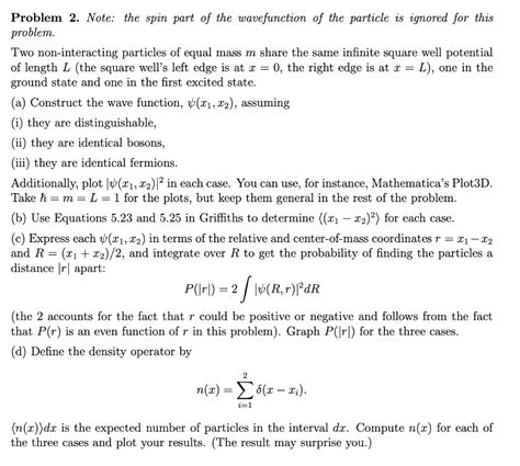 Solved Problem Note The Spin Part Of The Wavefunction Of Chegg