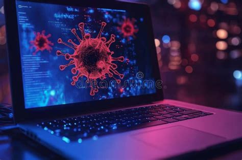 Laptop With Caution Warning Sign Virus Detection Stock Image Image