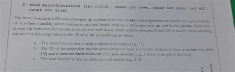solved 2 void majorstatistics int n[][2] const int rows