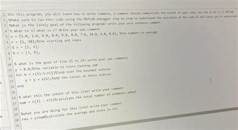 Solved Comment The MATLAB Program Use The MATLAB Debugger Chegg