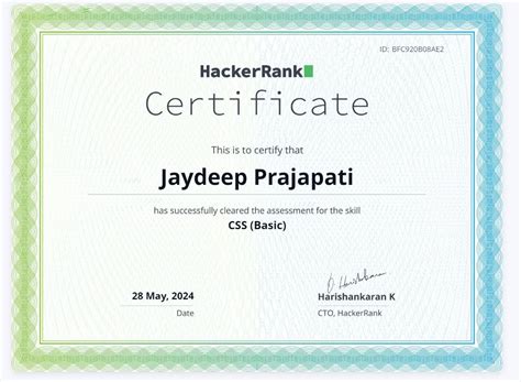 Jaydeep Prajapati On Linkedin Hackerank Css Certificate Cssbasic