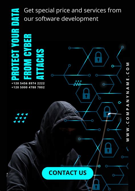 Cyber Security Ad With Hacker Online Poster A2 Template Vistacreate