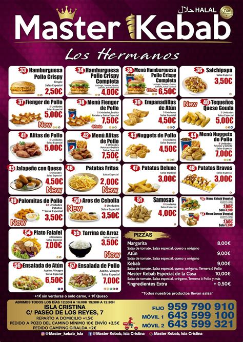 Carta Del Restaurante Master Kebab Isla Cristina Isla Cristina