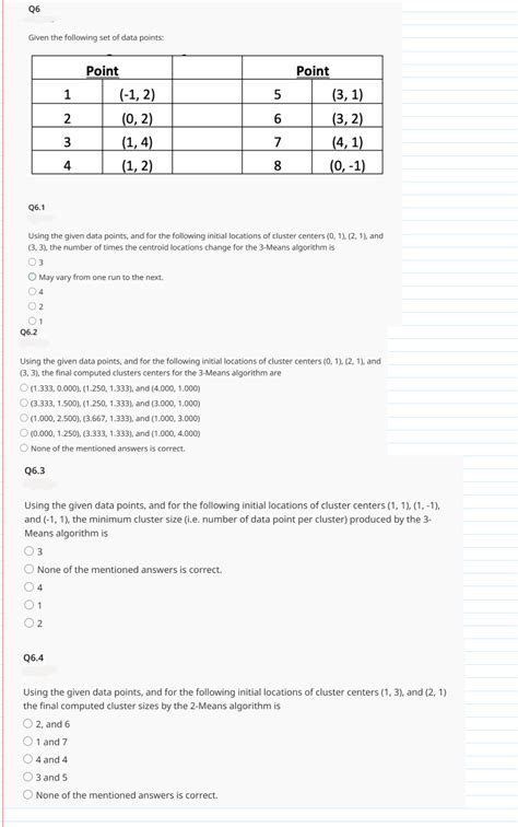 solved given the following set of data points q6 1 using