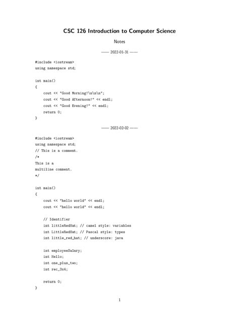 Fillable Online CSC 126 Introduction To Computer Science City