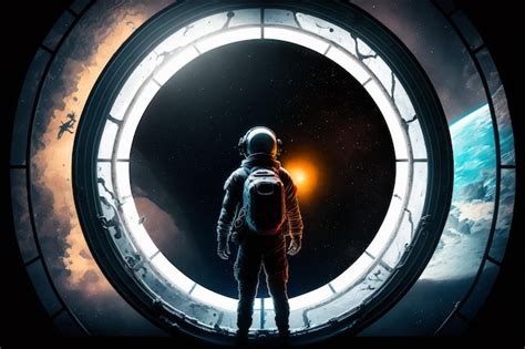 Premium Photo Spaceman In A Spacesuit Stands In Front Of Spaceship