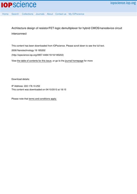 Pdf Architecture Design Of Resistorfet Logic Demultiplexer For
