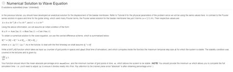 Numerical Solution To Wave Equation O Solutions Chegg