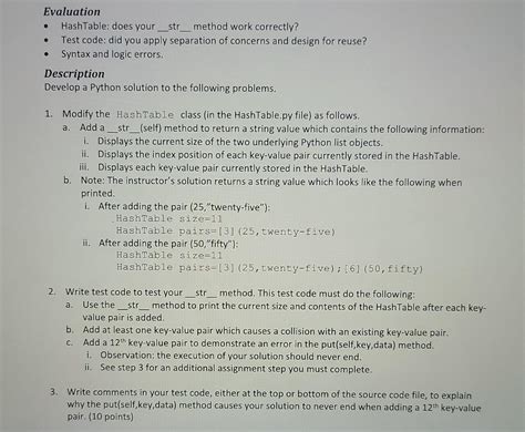 Solved Class HashTable Def Init Self Self Size 11 Chegg
