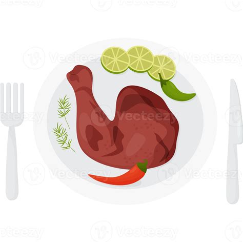 Mexican Food Grilled Chicken On Plate With Fork And Knife 15280821 Png