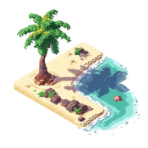 Pixel Art Illustration Of A Beach There Are Small Waves Lapping At The