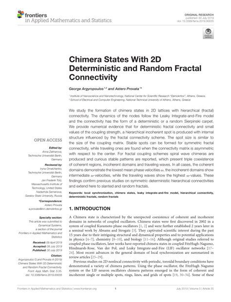 Pdf Chimera States With 2d Deterministic And Random Fractal