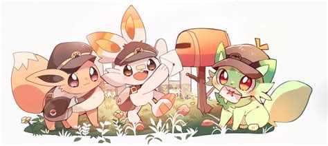 Yupo 0322 Eevee Scorbunny Sprigatito Nintendo Pokemon Black Headwear Brown Headwear