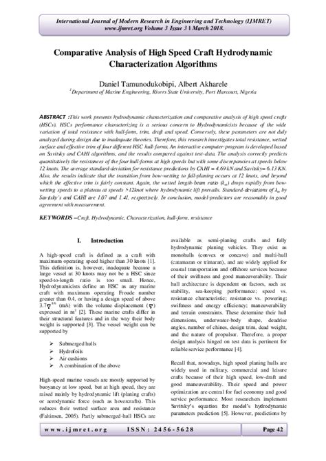 Pdf Comparative Analysis Of High Speed Craft Hydrodynamic
