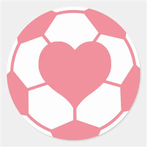 Pink Soccer Ball With Heart Classic Round Sticker Zazzle