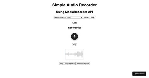 web audio recorder with wavesurfer codesandbox