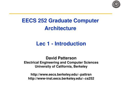 PPT EECS 252 Graduate Computer Architecture Lec 1 Introduction