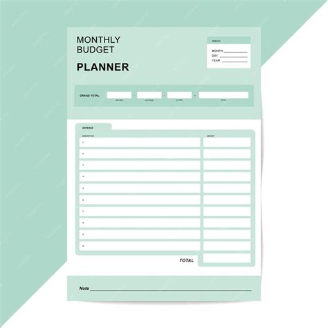 A4 크기에 대한 최소한의 인쇄 가능한 디자인의 주 월간 간단한 예산 플래너 프리미엄 벡터