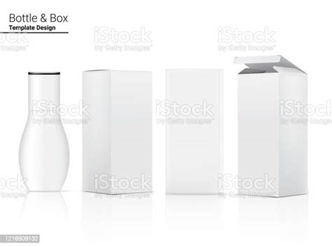 광택 병 은 흰색 배경 그림에 스킨 케어 미백 및 노화 주름 방지 상품을위한 현실적인 화장품과 3 차원 상자를 조롱 건강 관리 및 의료 개념 디자인 3가지 개체에 대한 스톡