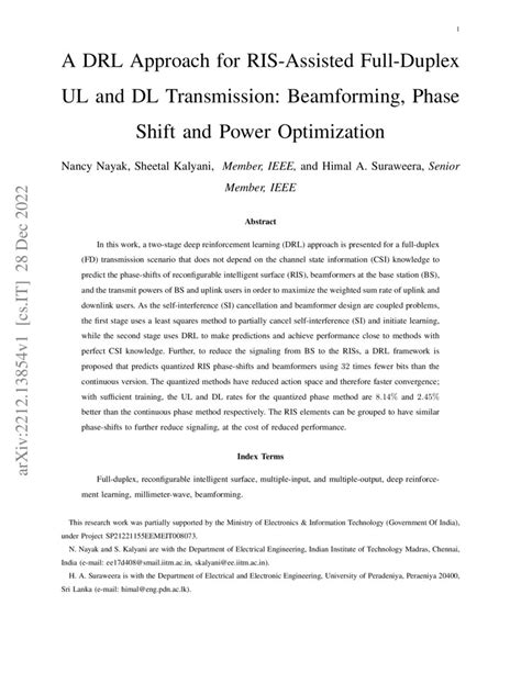 A Drl Approach For Ris Assisted Full Duplex Ul And Dl Transmission Beamforming Phase Shift And