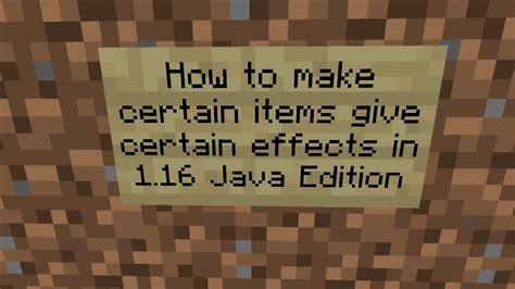 How To Make Certain Items Give Certain Potion And Or Particle Effects