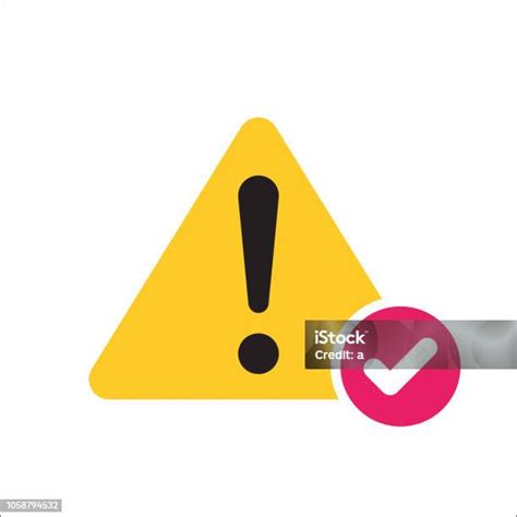 경고 삼각형 아이콘 오류 경고 문제 실패 아이콘 기호를 확인 합니다 경고 삼각형 아이콘 및 승인 확인 틱 완성 된 기호 0명에
