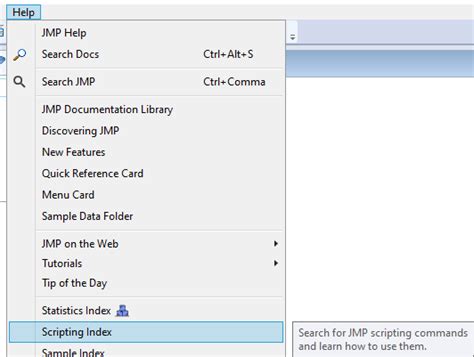From Jarmos Desk Using The Scripting Index As Your Jmp® Search Jmp
