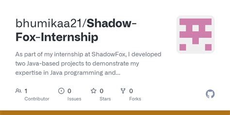 Github Bhumikaa21shadow Fox Internship As Part Of My Internship At