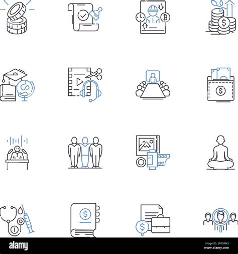 Lead Marketing Line Icons Collection Prospecting Conversion Funnel