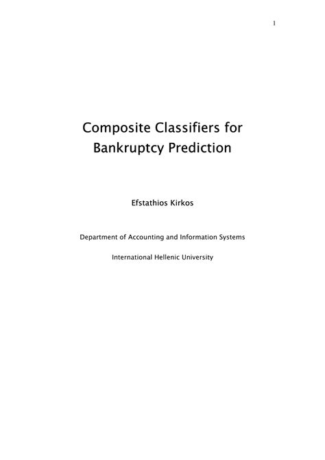 Pdf Composite Classifiers For Bankruptcy Prediction