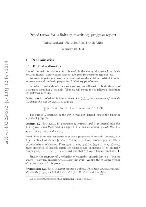 Pdf Proof Terms For Infinitary Rewriting Progress Report