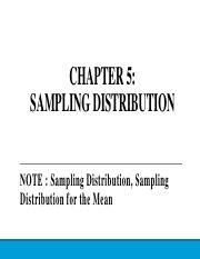 Topic SAMPLING DISTRIBUTION Pdf CHAPTER SAMPLING DISTRIBUTION NOTE Sampling