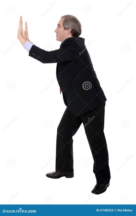 Business Man Pushing Something Stock Image Image Of Partner Effort 6748353