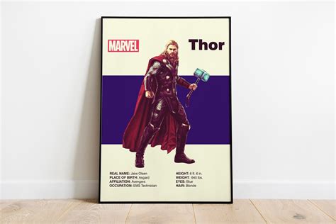 THOR POSTER Marvel Poster Avengers Poster Mid Century Etsy