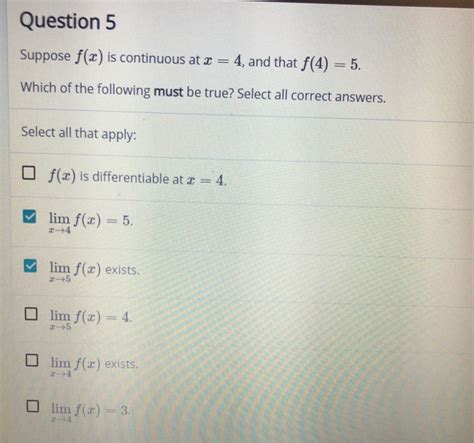 Solved Question Suppose F X Is Continuous At And Chegg