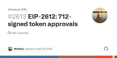 EIP Signed Token Approvals Issue Ethereum EIPs GitHub