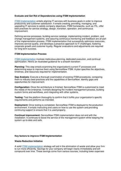 Ppt Evaluate And Get Rid Of Dependencies Using Itsm Implementation Powerpoint Presentation