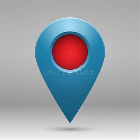 The Geolocation Icon Is Blue With Highlights And Shadows On A Gray Gradient Background Stock
